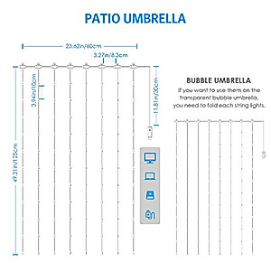 Patio LED Umbrella String Lights, 104 LED String Lights with Remote Control, 8 Lighting Mode Umbrella Lights Battery Operated Waterproof Outdoor Lighting for Patio Umbrellas Camping Tents or Outdoor