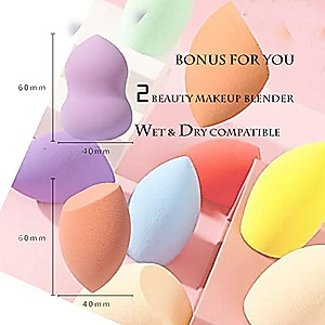 NEVSETPO Makeup Brush Set 24 Pcs Full Face Makeup Set with Beauty Blender Synthetic Foundation Powder Concealers Eye shadows Blush Travel Makeup Brush Sets Case Bag Included