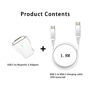 Aioum USB C to Magnetic 2 Generation T (T-TIP) 45W 60W 85W for MacBook Air Pro 2012-2017 with Line 1.8m