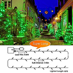 Outdoor Christmas 500LEDs String Lights,197FT Christmas Fairy Light with 8 Lighting Modes & Timer Waterproof for Home Garden Yard Xmas Wedding Party Holidays Festival Decoration-Green