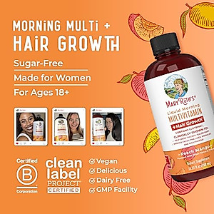 MaryRuth Organics Liquid Multivitamin Lustriva® Hair Growth for Women| Biotin 10000mcg | Vitamin D, B |Clinically Tested for Thicker Hair, Wrinkles, Fine Lines, Skin Care| Ages 18 | 15.22 Fl Oz