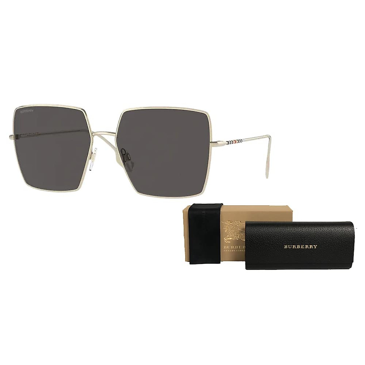 BURBERRY Daphne BE3133 110987 58MM Light Gold/Dark Grey Square Sunglasses for Women + BUNDLE With Designer iWear Eyewear Kit