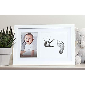 Kate & Milo Baby’s Print Photo Frame and Ink Kit, Newborn Hand and Footprint Ink Kit, White