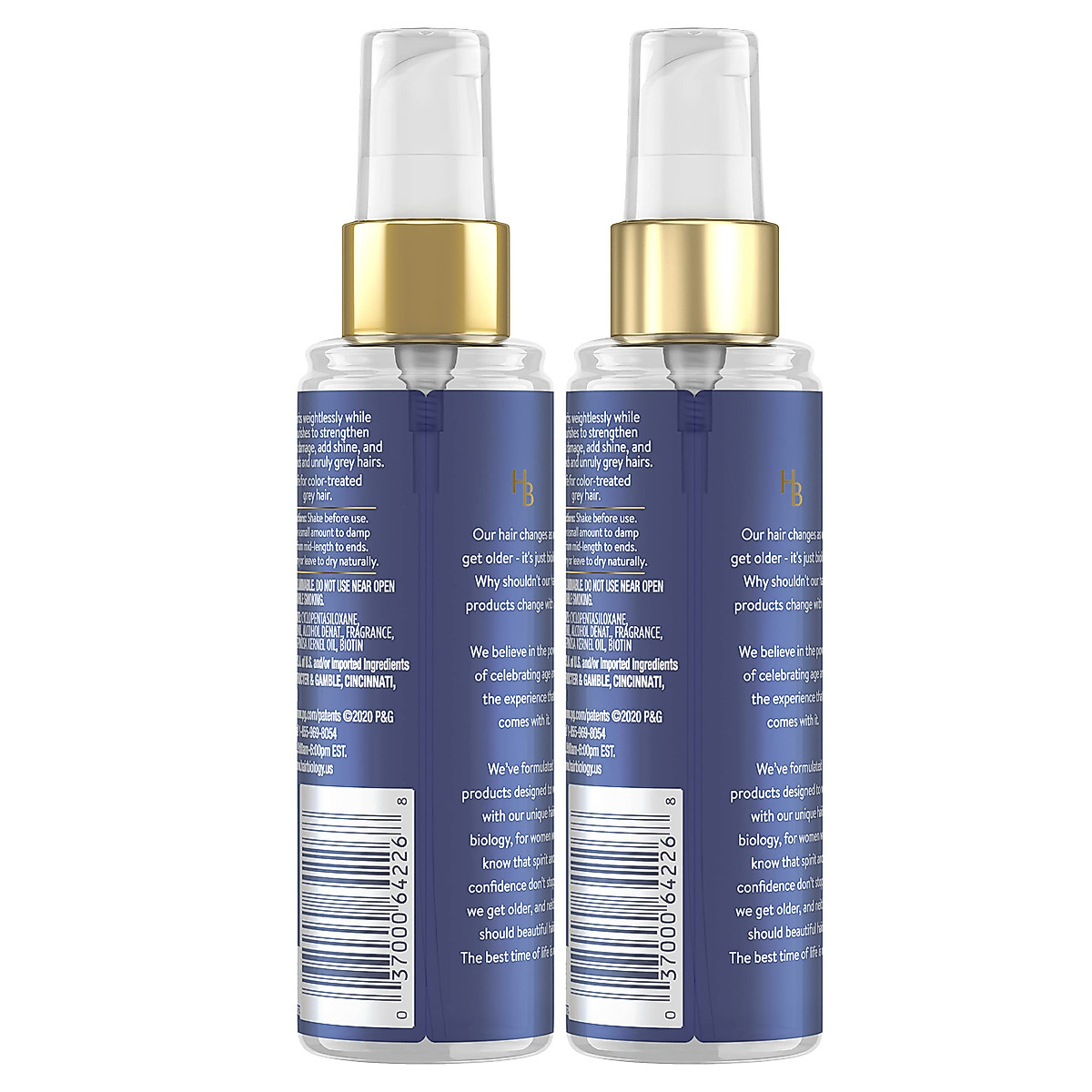 Hair Biology Argan Oil Taming Serum, Twin Pack, 3.2 Fl Oz Each — Hair Serum Nourishes to Soften & Control Frizz. Infused with Biotin — Dry Hair Treatment, Safe for Color Treated Hair