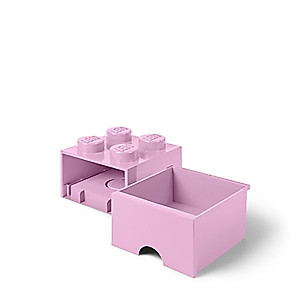 Room Copenhagen LEGO Brick Drawer, 4 Knobs, 1 Drawer, Stackable Storage Box, Light Pink