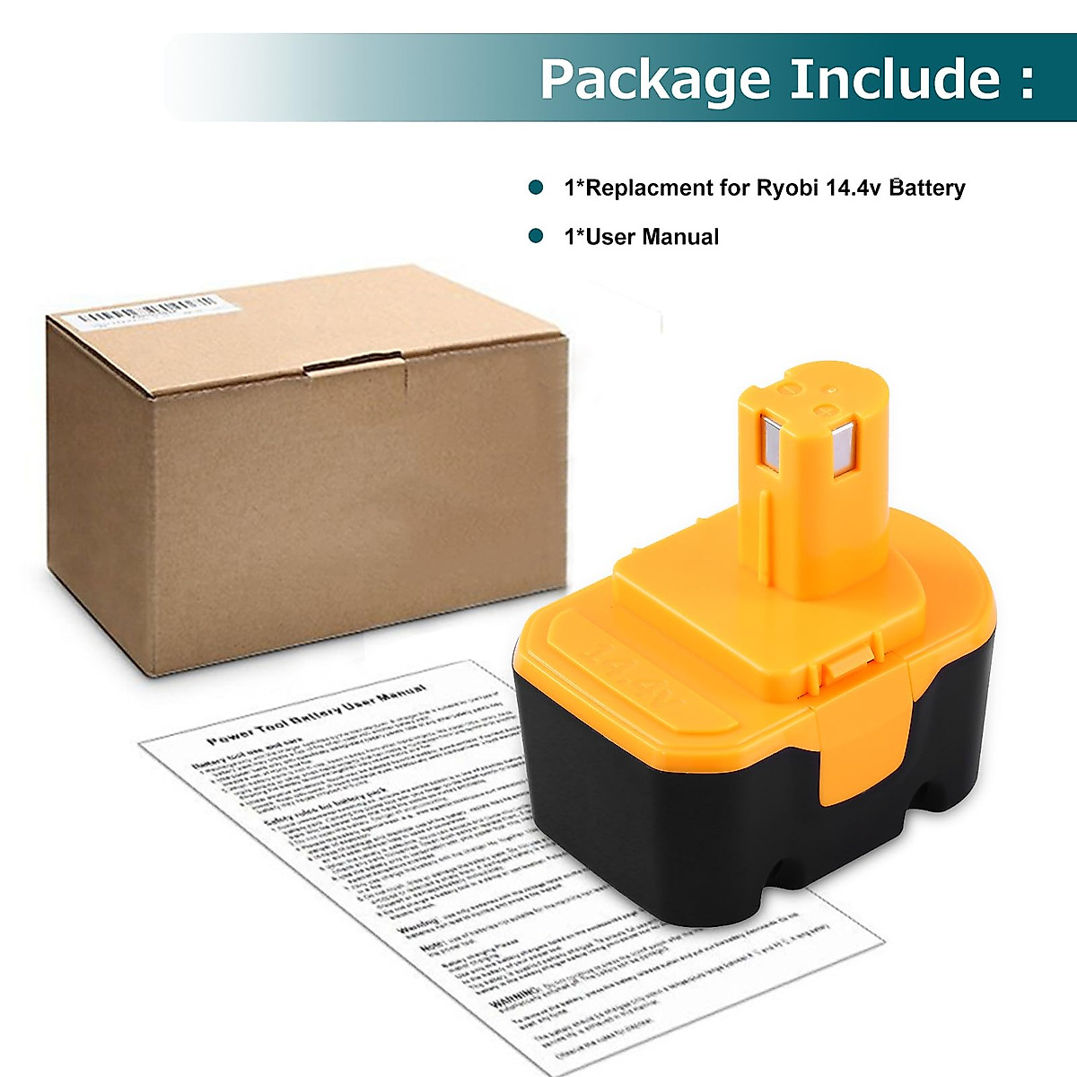 Forrat 1 Pack Replacement for Ryobi 14.4V Battery 3600mAh Ni-Mh Compatible with for Ryobi 14.4 Volt Battery 130224010 130224011 130281002 1314702 1400144 1400655 HP1441 HP1441M HP1442M Battery