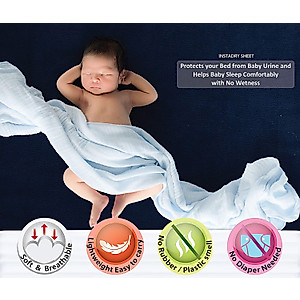 Baby Dry Sheet Waterproof Bed Protector Bed Pad, Washable Waterproof Mattress Protector Urine Bedwetting, Reusable Mat for Toddler Underpad Sheet for Incontinence - Navy Blue, XX-Large - 87"x55"