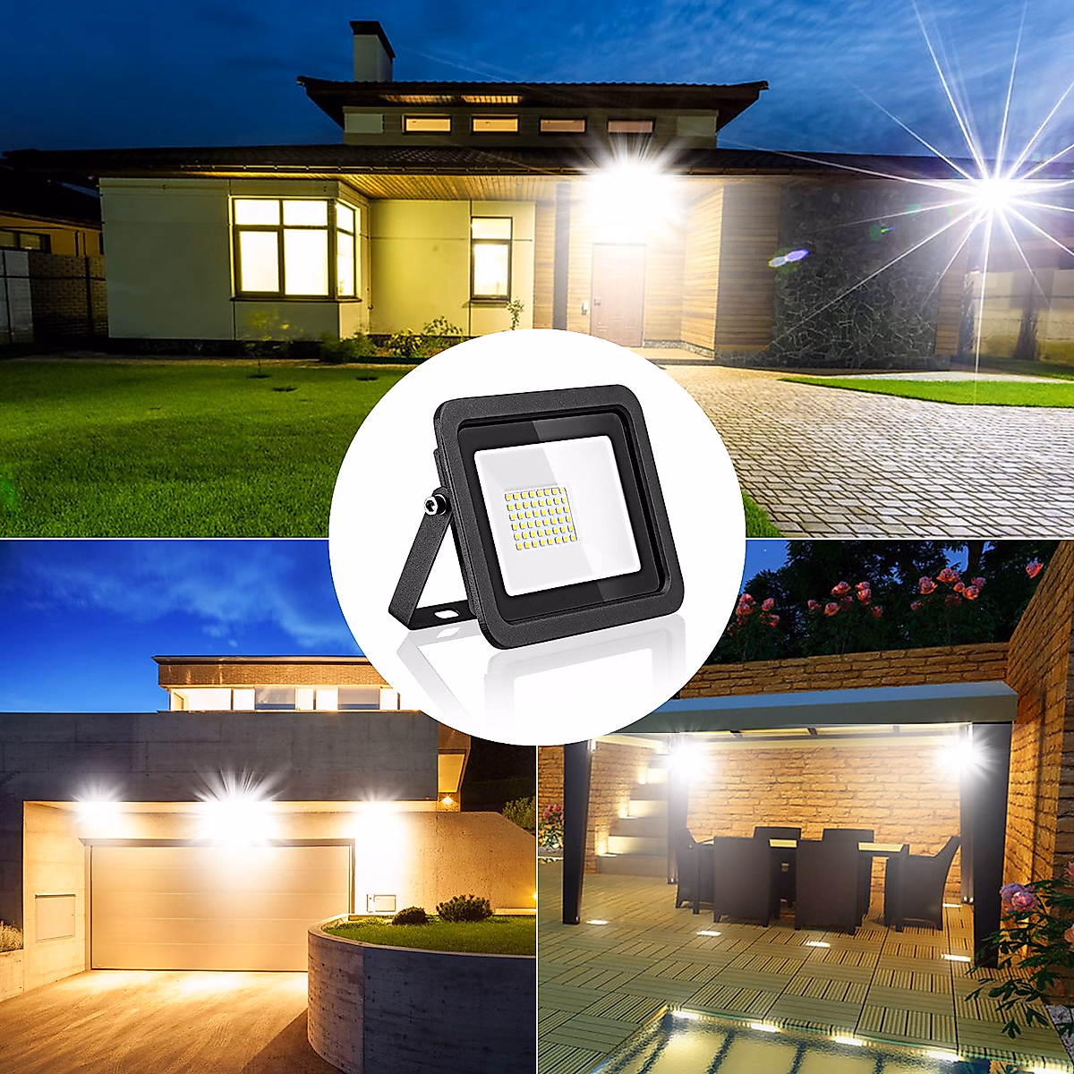 CTWUYOU LED Flood Light 100W Cold White 6500K Work Light,IP68 Waterproof Outdoor Spotlight,Suitable for Safety Lights for Gardens, Courtyards, Garages, Lawns