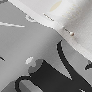 Spoonflower Fabric - Mid Century Modern Coffee Time Mod Neutral Gray 1950S Star Retro Printed on Petal Signature Cotton Fabric by The Yard - Sewing Quilting Apparel Crafts Decor