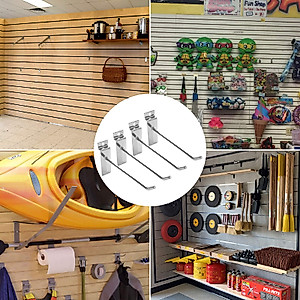 30Pack Slatwall Hooks, 4”& 6” Heavy Duty Panel Display Hooks, Commercial Grade Slat Board Hooks for Panel, 1/4” Thickness Metal Slatwall Deluxe Hooks for Garage Shop Retail Display, Silver