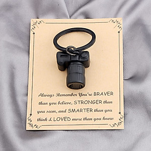 FUSTMW Photographer Gift Camera Keychain Photography Gift Black Camera Charm Jewelry Gifts For Photographer Lovers (camera message crad)
