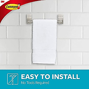 Command Hand Towel Bar with Water Resistant Command Strips, Organize Your Bathroom, Easy to Open Packaging