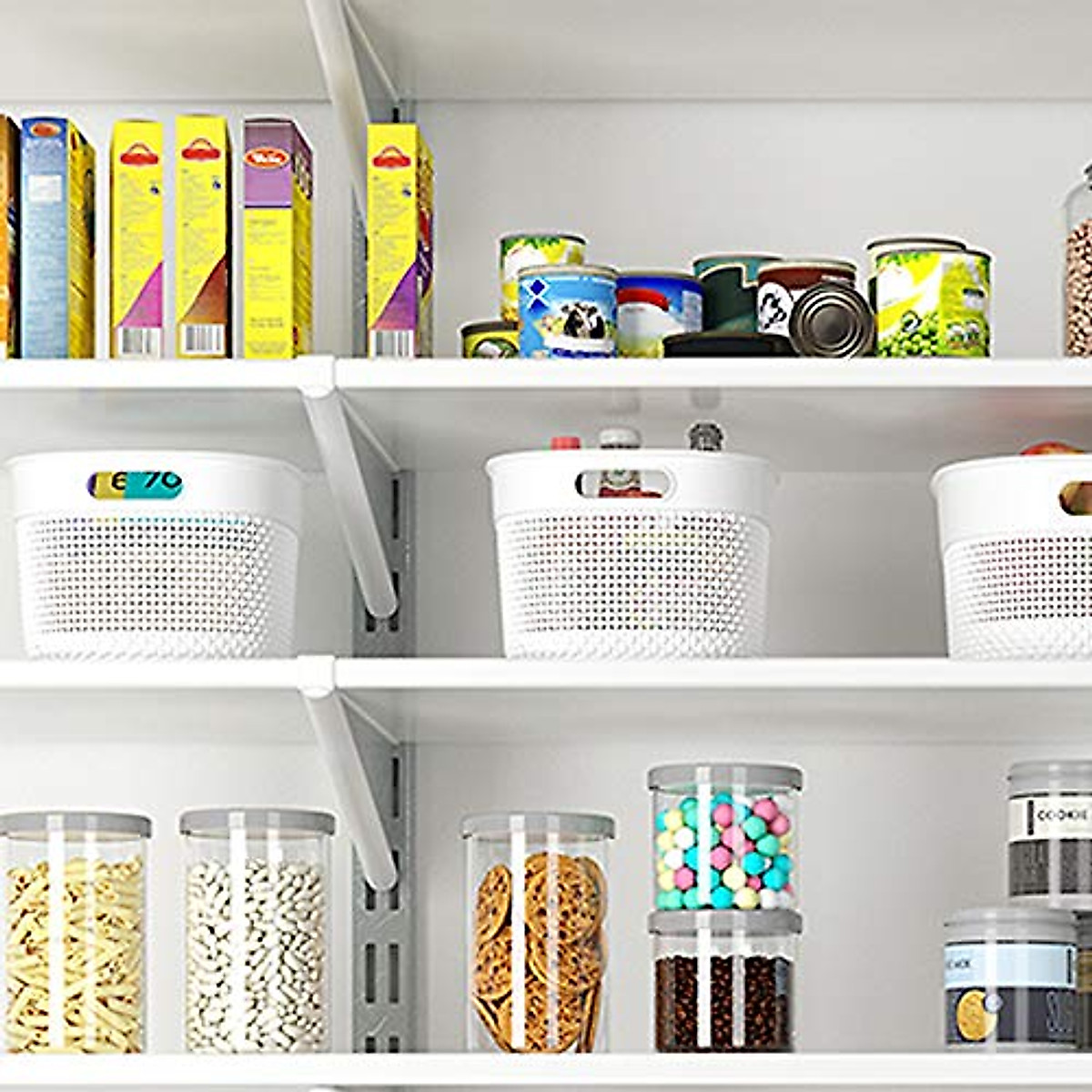 Curver Set of 8 Purl Small Decorative Plastic Organization and Storage Baskets Perfect Bins for Home Office, Closet Shelves, Kitchen Pantry and All Bedroom Essentials, 6.3QT/ 6L, White, 8 Count