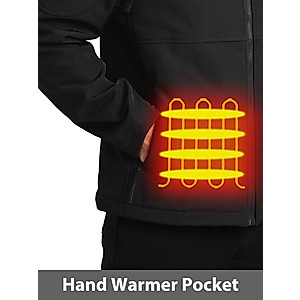 PTAHDUS Men's Heated Jacket Soft Shell with Hand Warmer, with 7.4V Battery Pack (Large, Black)