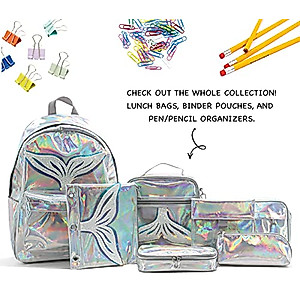 OMG ORGANIZE MY GEAR Cute Pencil Case for Kids, Pen Storage Pouch Large Capacity, Zipper Mesh Pocket Compartment, Multi-Slot Pencil Bag Pen Case (Iridescent Silver)
