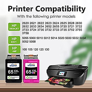 65XL Ink Cartridge Combo Pack Replacement for HP 65XL XL Ink Cartridge Black and Color for  DeskJet 3755 3752 3772 3720 Envy 5058 5052 5055 5034 5032 Deskjet 2652 2624 2655 2680 AMP 100 105 120