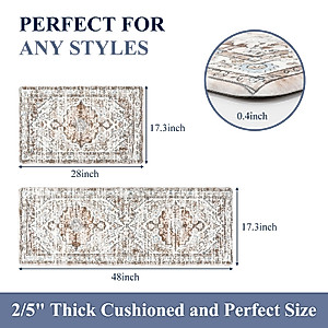 HEBE Anti Fatigue Kitchen Mat Set of 2 Non Slip Waterproof Kitchen Mats for Floor Cushioned Kitchen Rugs and Mats Comfortable Standing Desk Mat Runner for Kitchen,Home Office,Sink,Laundry