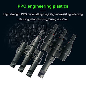 POWLAND 1 Pair T Branch Solar Panel Connectors, 3 to 1 Solar Branch Connector Solar Panel Cable Coupler Combiner Connectors MMMF + FFFM