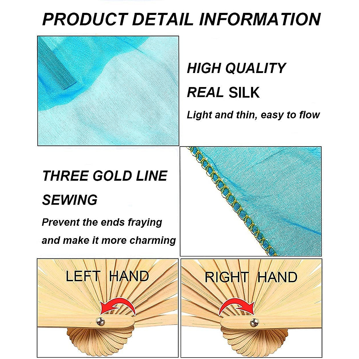 Nimiman Women 1 Pair (Left+Right) Silk Belly Dance Fan Veil Belly Dancing Long Hand Fan Length 150 cm Width 90 cm (Rainbow)