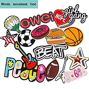 60pcs Random Assorted Styles Embroidered Iron on Patches, DIY Sew Applique Repair Patch Iron on/Sew on Patches for Backpacks,Pants,Clothes,Jeans,Jackets,Hat