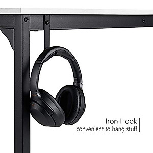CubiCubi Computer Desk 32" Study Writing Table for Home Office, Modern Simple Style PC Desk, Black Metal Frame, White