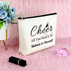 Cheer Gift for Women Makeup Bag Inspirational Gift for Teen Girls Cheer Team Gift Cheerleading Coach Gift Graduation Gift for Cheerleader Birthday Christmas Thanksgiving Gift Cosmetic Travel Pouch