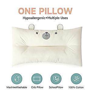 Choc chick Toddler Pillow,20X12inches Machine Washable Soft Hypoallergenic Kids Pillows,Child Cute Animal Perfect Toddler Pillows for Sleeping 2 Year Old (Bear)