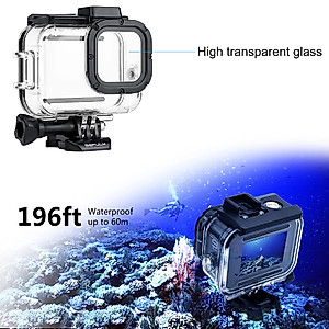 GEPULY Waterproof Case with Dive Filters for GoPro Hero 13 12 11 10 9 Black, 60M Underwater Protective Dive Housing Case with Red, Snorkel, Magenta, 5X Close-up Macro Filters