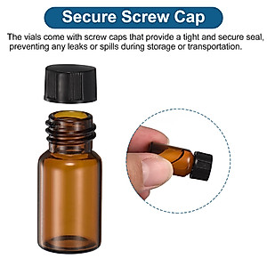 PATIKIL 2ml Amber Glass Vials, 100 Pack Sample Vials with Screw Cap Reagent Media Bottle Leak-Proof Liquid Sample Glass Vial for Lab Laboratory Storage