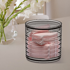 Amazing Abby - Izzy - Acrylic Bathroom Canister (40 oz), Plastic Apothecary Jar for Vanity, Midnight Grey, BPA-Free and Shatter-Proof, Great for Bath Sponges, Shower Balls, Loofah Pads, and More