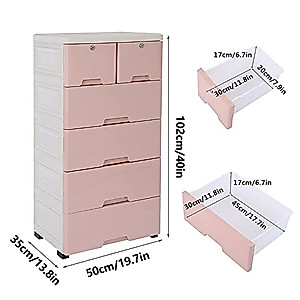 Fichiouy Modern 5/6 Drawers Tall Plastic Storage Cabinet (Pink)