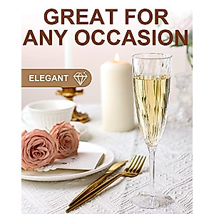 Walee Koky Plastic Champagne Flutes, 36 PCS Clear Disposable Wine Glasses Reusable Plastic Cocktail Cups for Home Daily Life Party Birthday Wedding Toasting Drinking Champagne(6 oz)