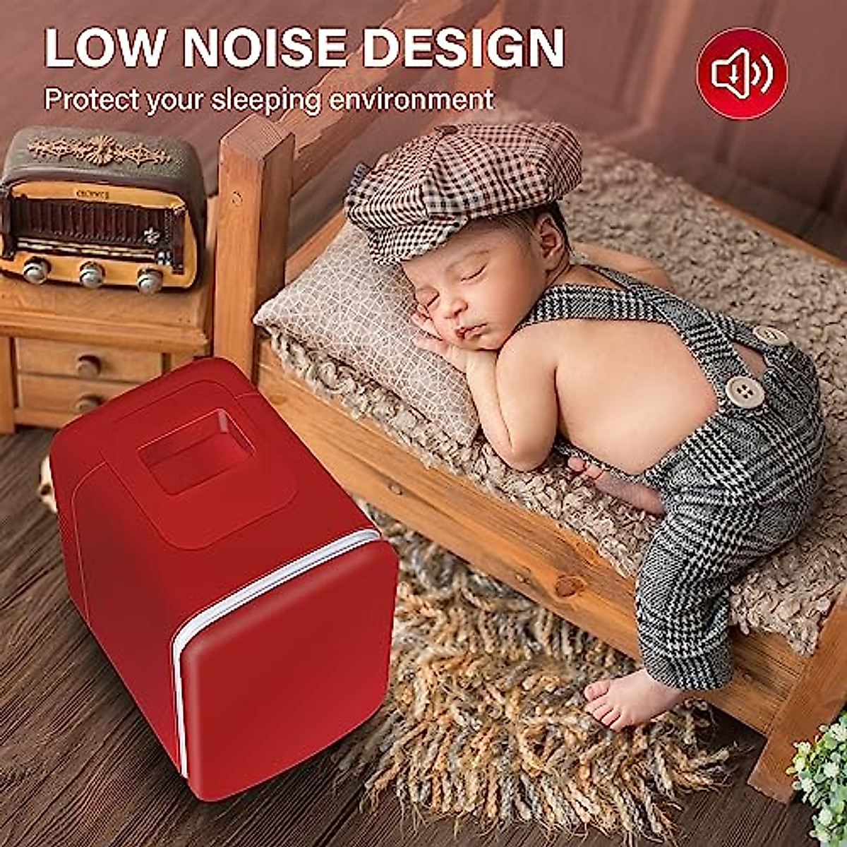 Simple Deluxe Mini Fridge, 4L/6 Can Portable Cooler & Warmer Freon-Free Small Refrigerator Provide Compact Storage for Skincare, Beverage, Food, Cosmetics, Red