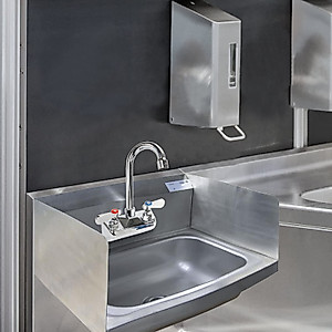 4 Inch Center Commercial Sink Faucet Wall Mount Kitchen Hand Sink Faucet, 1/2" NPT Male Inlet, Brass Constructed & Chrome Polished, with 3-1/2" Gooseneck Spout & Dual Lever Handles