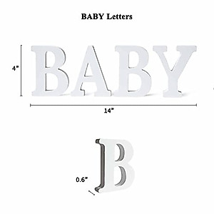 ANSOMO Baby Letters Small Table Sign Baby Shower Centerpiece Party Decorations White