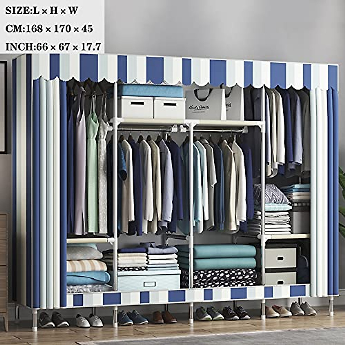 Wardrobe Big Capacity Closet Wardrobe Portable Wardrobe Closet Portable Clothes Closet Wardrobe Storage Closet Portable Closet Organizer Excellent Choice 66"L X 17.7"D X 67"H Combination Wardrobe