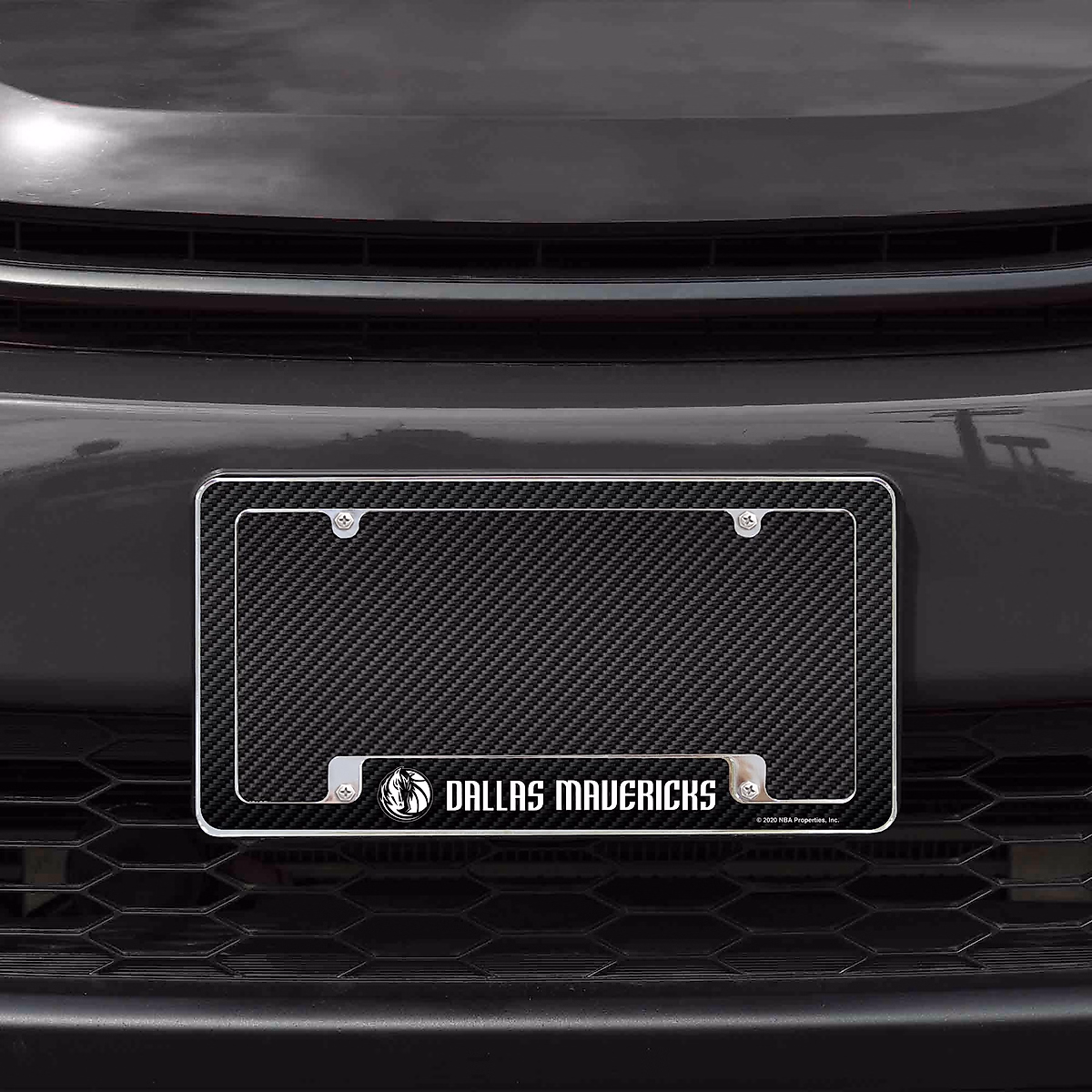 Rico Industries NBA Dallas Mavericks Carbon Fiber 12" x 6" Chrome All Over Automotive License Plate Frame for Car/Truck/SUV