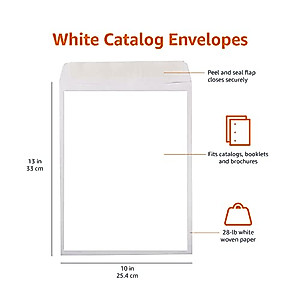Amazon Basics Catalog Mailing Envelopes, Peel & Seal, 10x13 Inch, White, 100-Pack