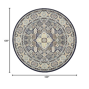 Unique Loom Narenj Collection Area Rug - Liverpool (10'Round, Navy Blue/ Beige)