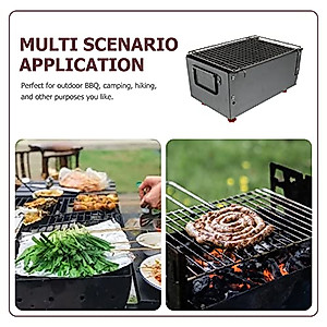 Happyyami Grill Barbecue Tool for Outdoor Small BBQ Outdoor Barbecue Tool Useful Barbecue Tool Folding Barbecue Portable Camping Stove BBQ Supply BBQ Tool BBQ net ferroalloy Foldable Travel