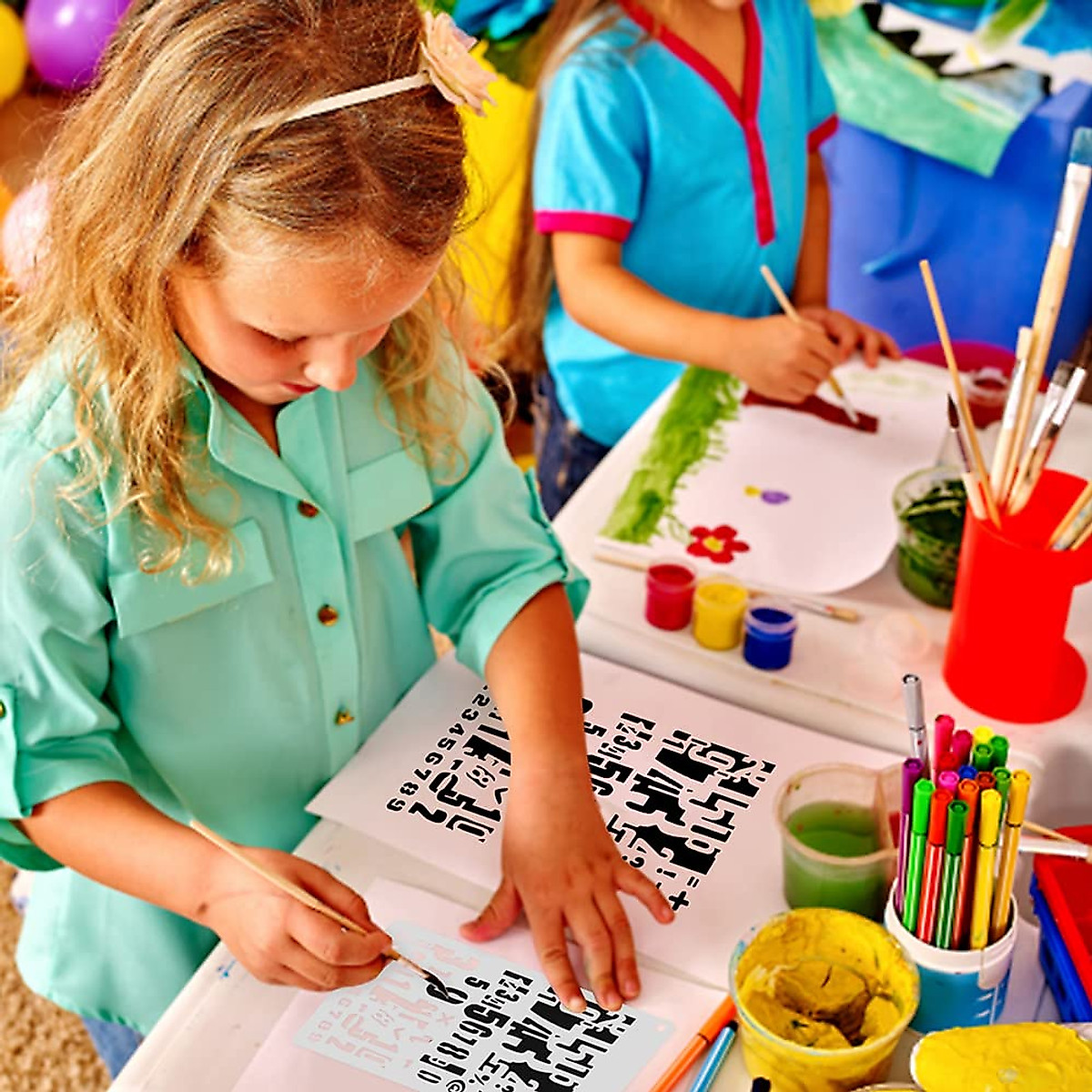 ELENTGE Letter Stencils 12 Pcs Stencils for Crafts 4x7 inch Alphabet Stencils Craft Stencils Lettering Stencils Numbers Stencils Stencils for Painting on Paper/Wood/Canvas/Plastic