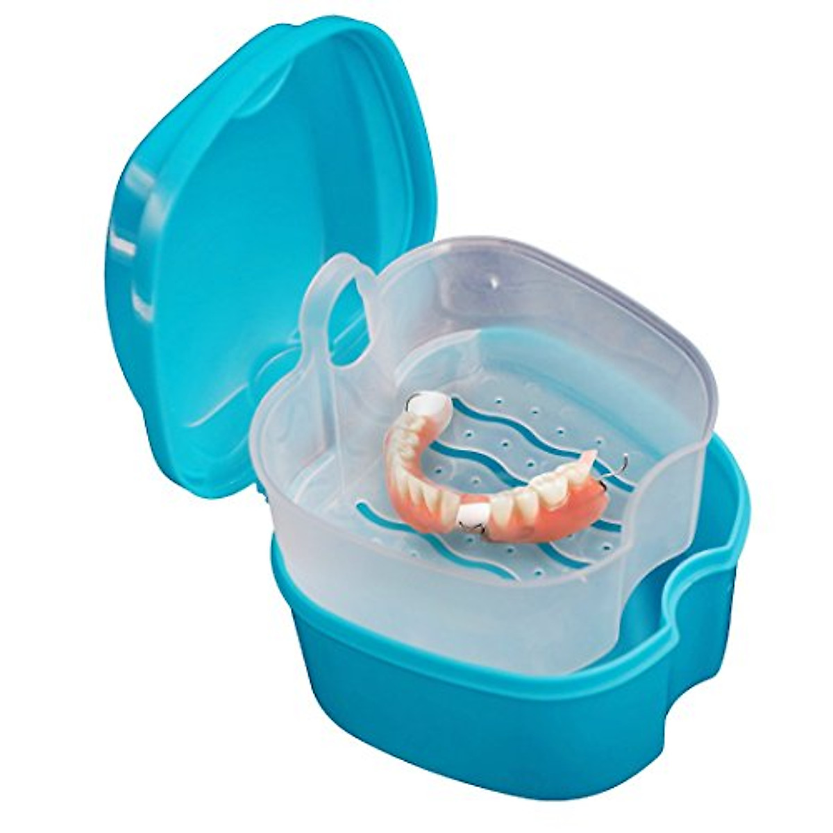 Container Case Box Teeth Storage False Box with Hanging Bath Denture Net Tooth care Mens Electric Toothbrush (Sky Blue, One Size)