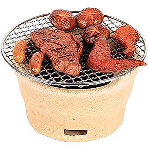 Yardwe Charcoal Konro Grill Old- Fashioned Clay Stove Crude Pottery Barbecue Stove Portable BBQ Camping Grill for Outdoor Picnic Travel (6.3 x 4.9 Inch)