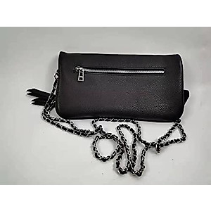 Meboer Women's Casual Leather Chain Crossbody Shoulder Bag Party Clutch Bag, Black