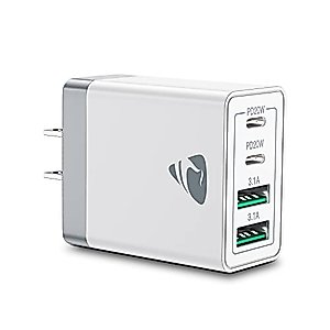 USB C Wall Charger, Aioneus 40W 4-Port Fast Charging Block USB C Charger Dual Port PD+QC Wall Plug Multiport Type C Charger Block for iPhone 14 13 12 11 Pro Max XS XR 8 7, iPad, Samsung Phone, Tablet