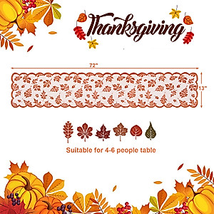 Attmu 2 Pack Thanksgiving Table Runner, Fall Table Runner, Fall Table Decor for Home with Maple Leaves Lace for Thanksgiving Dinner Table Decoration(13 x 72 inches)