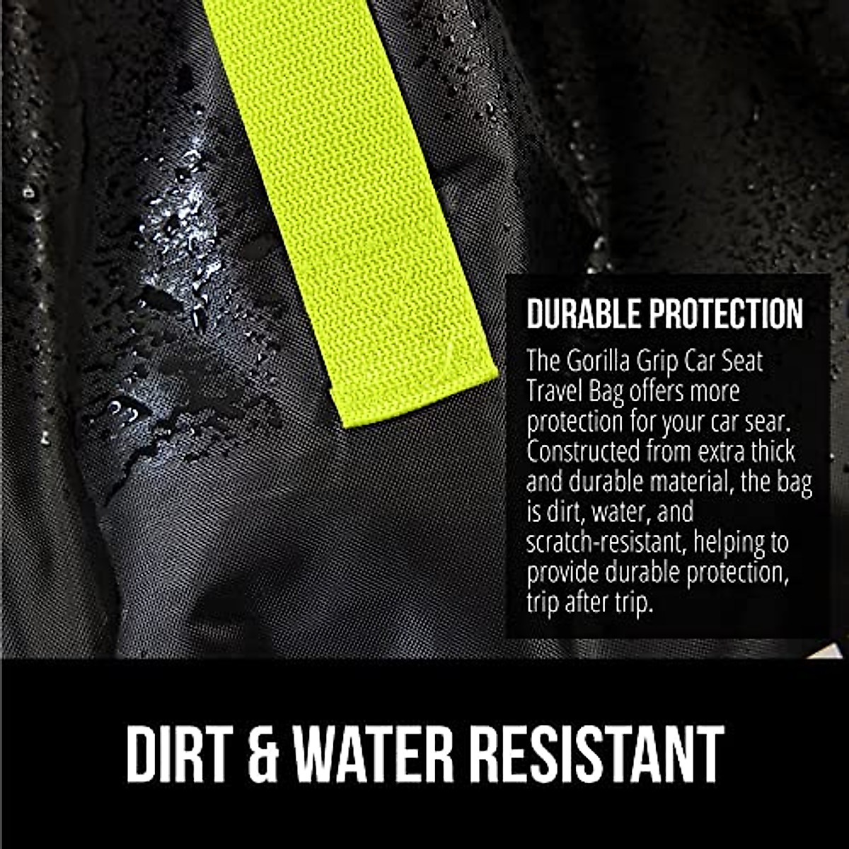 Gorilla Grip Car Seat Travel Bag, Water Dirt and Tear Resistant, Easy Carry Padded Backpack Covers for Airplane, Gate Check Bags Infant Booster Convertible Carseat Plane Cover, Fluorescent