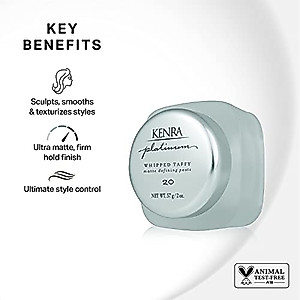 Kenra Platinum Whipped Taffy 20 | Matte Defining Paste | Delivers An Ultra-Matte, Firm Hold Finish | Sculpts, Smooths & Texturizes Styles | All Hair Types | 2fl. Oz