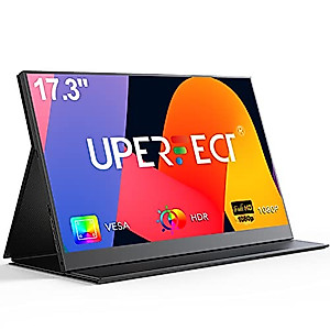 UPERFECT Portable Monitor 17.3’’ 1080P, Frameless Portable Screen IPS HDR Eyecare USB C Gaming Monitor 1920X1080 with VESA, Ultra-Wide & Lightweight Extended Monitor