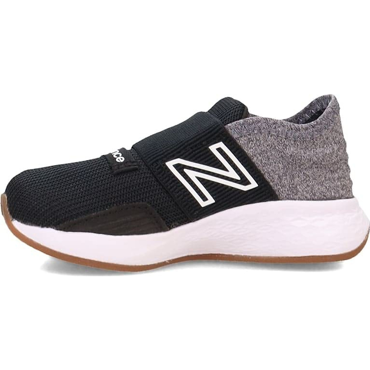 New Balance baby boys Fresh Foam Roav V1 Slip-on Sneaker, Black/Light Aluminum, 6.5 Wide Toddler US